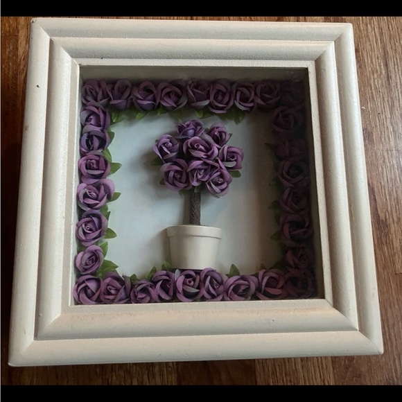 Art | Shadow Box With A Purple Rose In A Pot | Poshmark